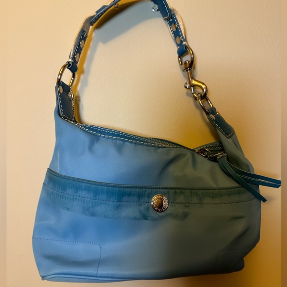 Coach | Bags | Coach Light Blue Nylon Hobo Shoulder Bag | Poshmark